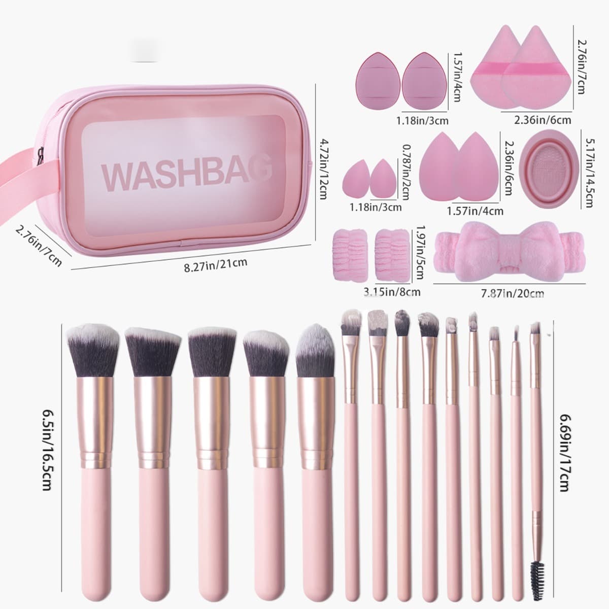 27-delt Pink Makeup Børstesæt - Komplet Øjenskygge, Foundation & Beauty ...