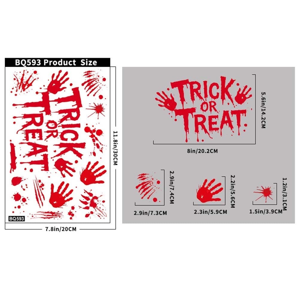 Halloween Håndaftryk Glas Klistermærker - 4-pak, Røde PVC Statiske ...