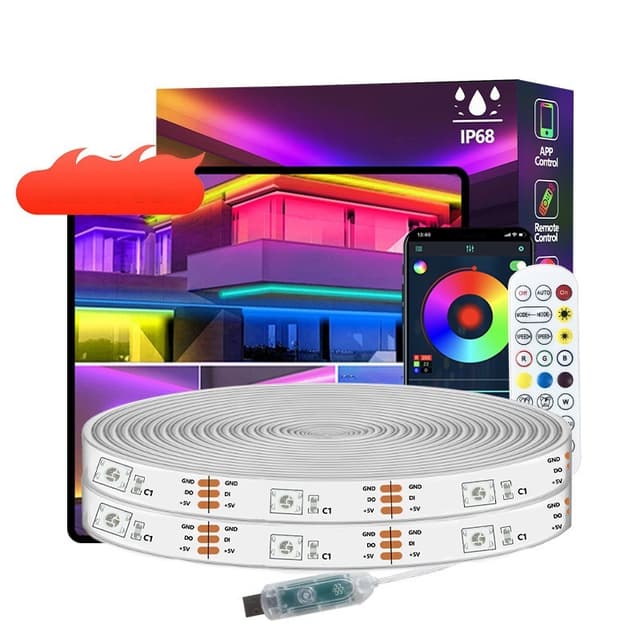 USB Udendørs Indkapslede Farverige LED Strip Lys - 18 LEDs/Meter - 2.4G ...