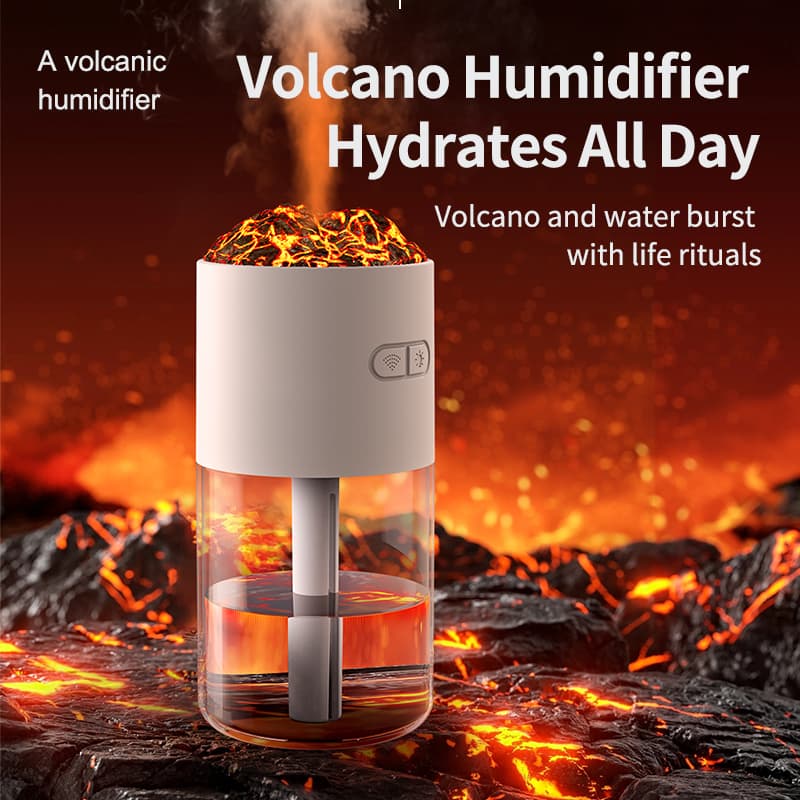 Volcano Humidifier HS02: Simuler flamme med 7-farget lys Rosa - Elkjøp