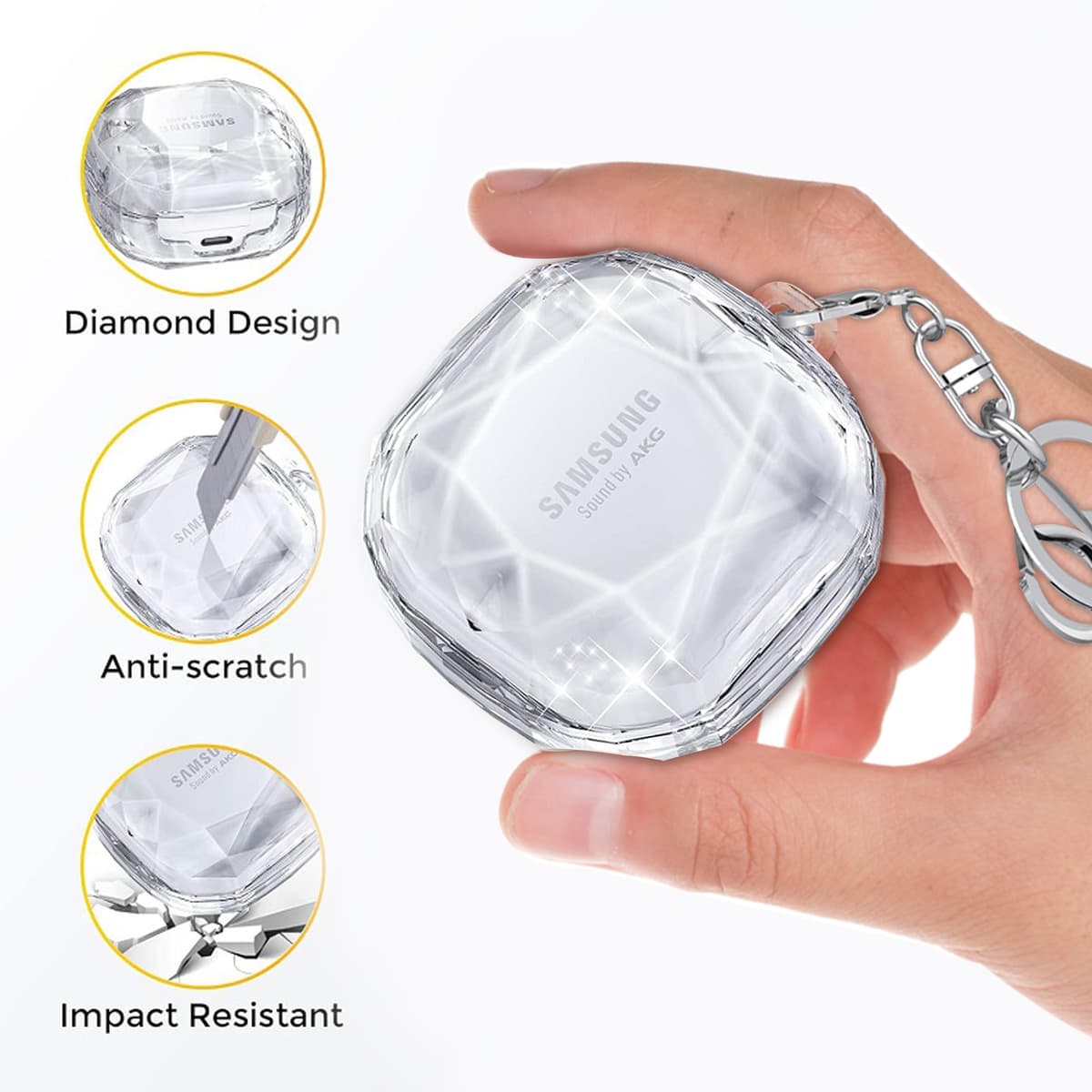 Diamond Pattern Protective Case til Galaxy Buds Live/2/Pro/FE Sort ...
