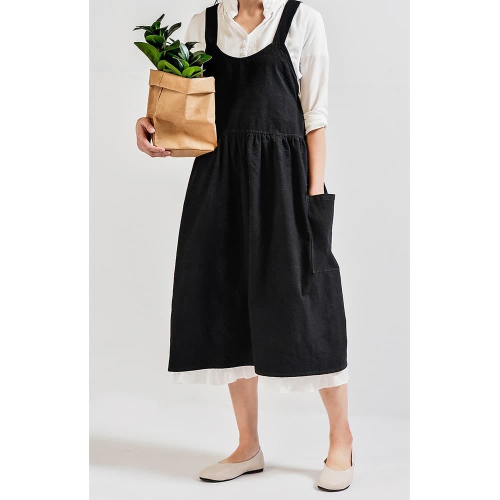 Sort Bomuldsforklæde - Stilfuldt & Simpelt Forklæde med Halsrem til ...