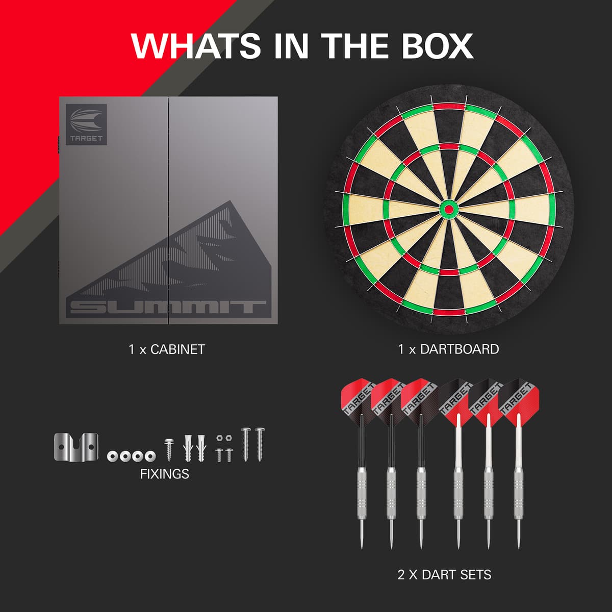 TARGET SUMMIT CABINET & DARTBOARD SET 2025 - Elkjøp