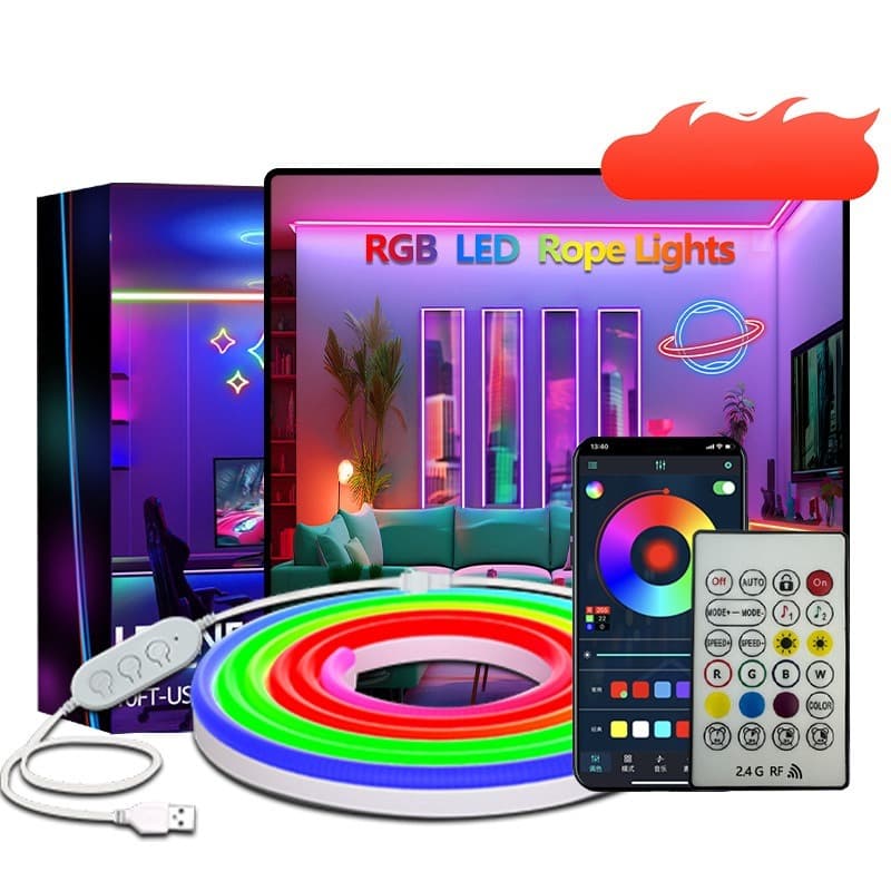 RGBIC LED Neon Strip Lys - Bluetooth & 2.4G Fjernkontroll, DIY ...
