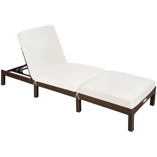 tectake Polyrattan liggestol med hynder Sofia 196 x 66 x 27 cm Brun ...