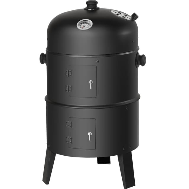 tectake Röktunna, BBQ smoker 3 i 1 41 x 41 x 80 cm Svart - Elgiganten