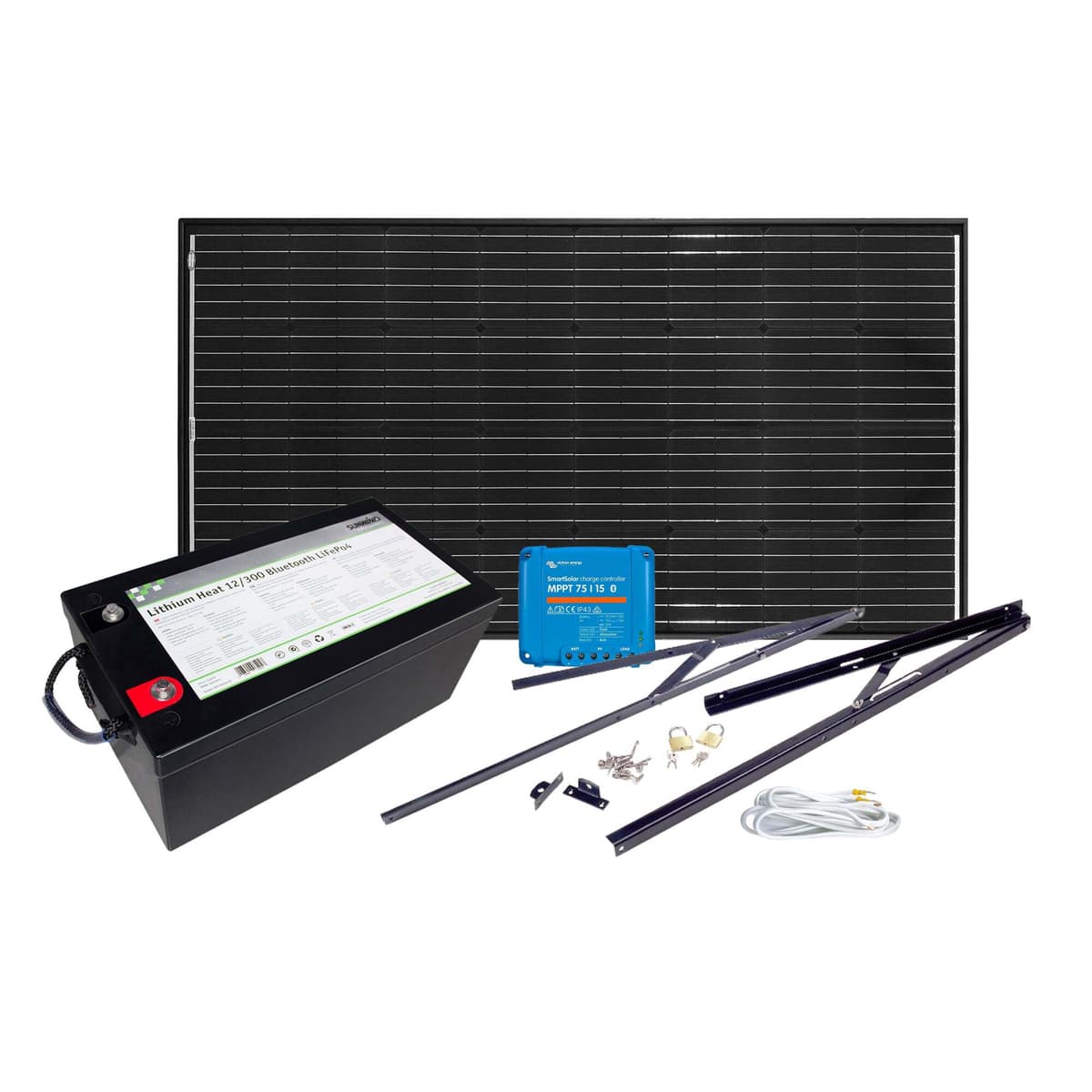 Solcelleanlegg 12V, 185 watt, litium heat 300At - Elkjøp