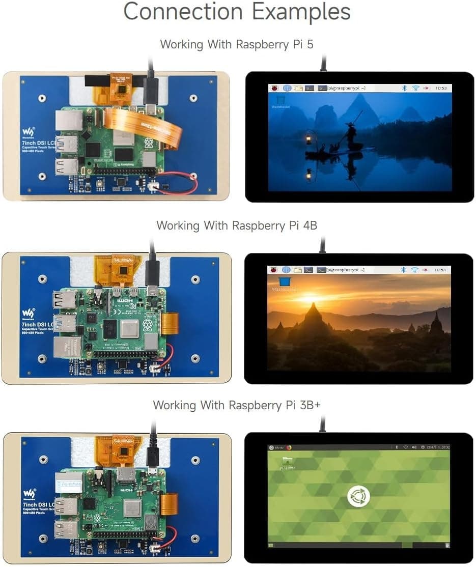 Waveshare 7-tommers berøringsskjerm for Raspberry Pi 5, 4B, Raspberry ...