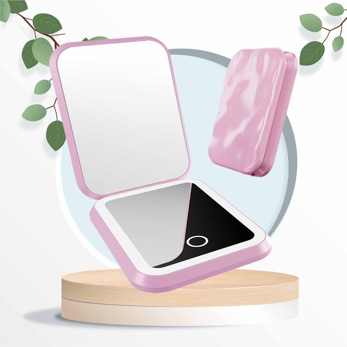 LED Sminkespeil - Tri-Color Lys Oppladbart Kompakt Speil Rosa - Elkjøp