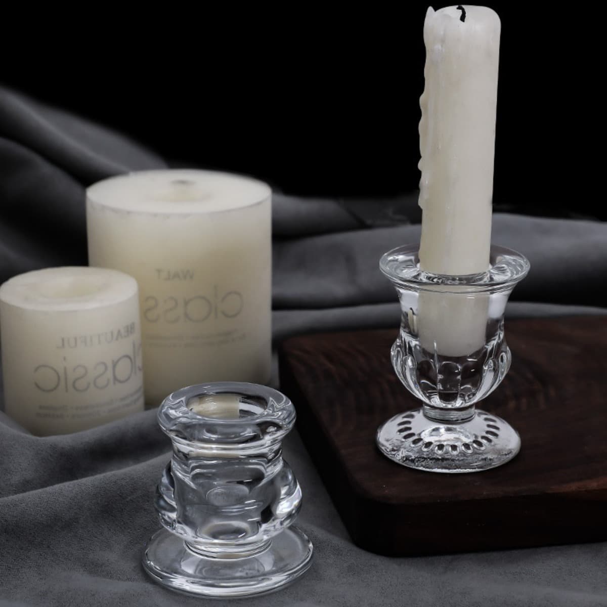 Heksagonal lysestake i glass: Nordisk vintage krystalllysestake for ...