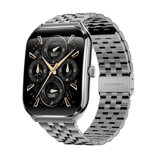 Space Gray Smartwatch med sort stålrem - Avanceret sundheds- og ...