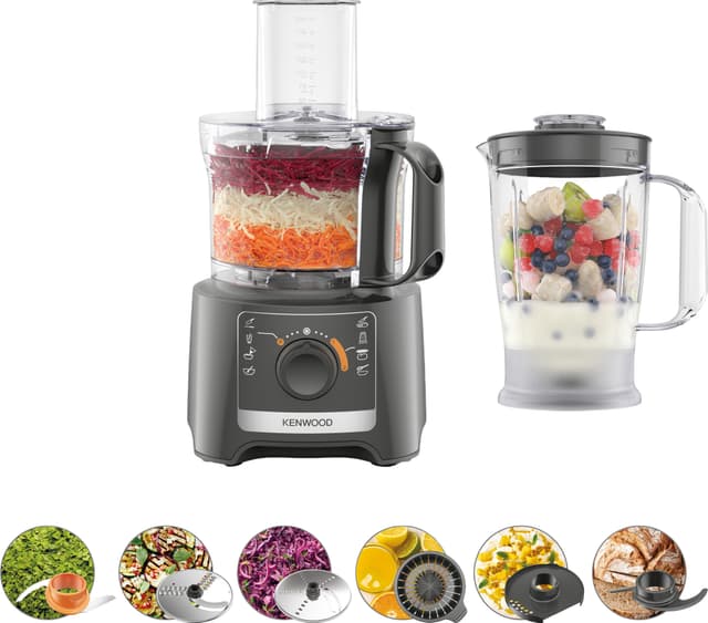 Kenwood MultiPro Compact foodprosessor FDP31.360.GY (slate grey) - Elkjøp