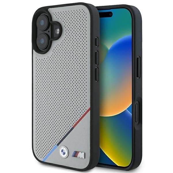 BMW iPhone 16 Mobilskal MagSafe Perforated Tricolor - Grå - Elgiganten