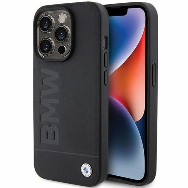 BMW iPhone 15 Pro Mobilskal Läder Hot Stamp - Svart - Elgiganten