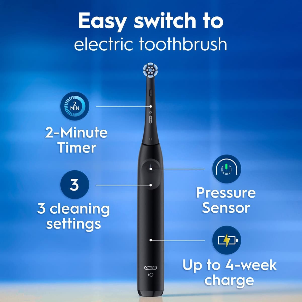Oral-B iO2 elektrisk tannbørste 612272 (Night black) - Elkjøp