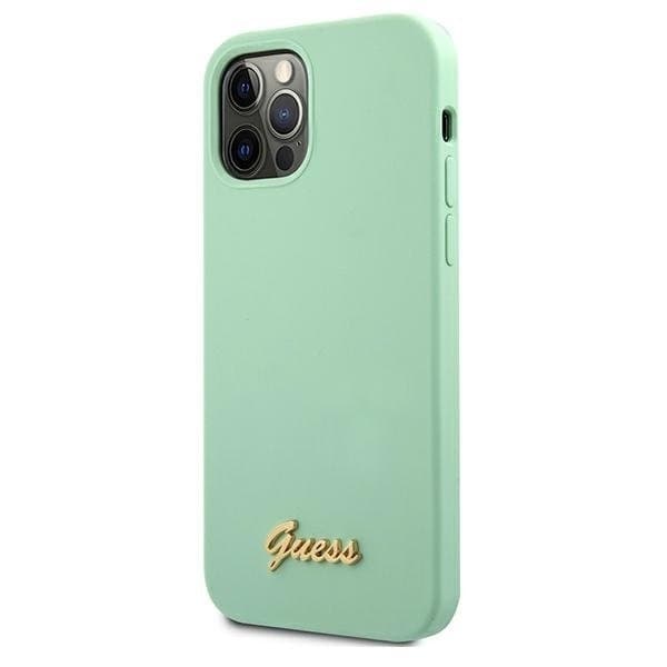 Guess Skal iPhone 12 & 12 Pro Metal Logo Script - Grön - Elgiganten