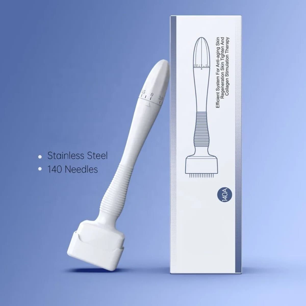140A Justerbar 140-nåls Derma Stamp Roller – Vit ABS Microneneedling f ...