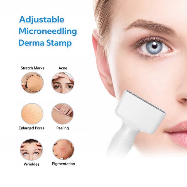 140A Justerbar 140-nåls Derma Stamp Roller – Vit ABS Microneneedling f ...