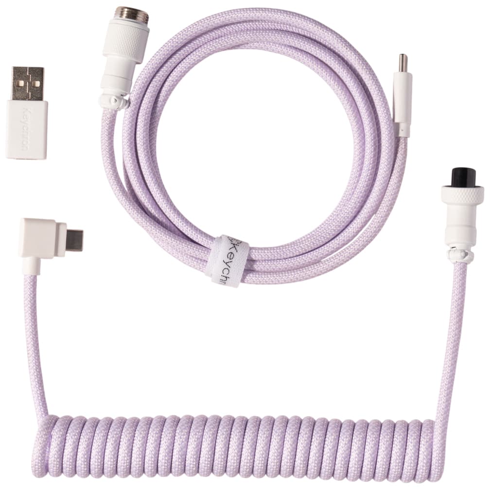 Keychron Spiralformad Aviator Vinklad 8K USB-kabel (ljuslila) - Elgiganten