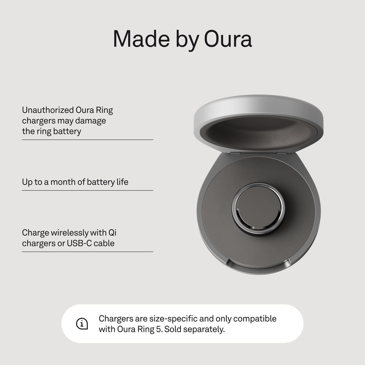 Oura Ring 5 bærbar lader (størrelse 12) - Elkjøp