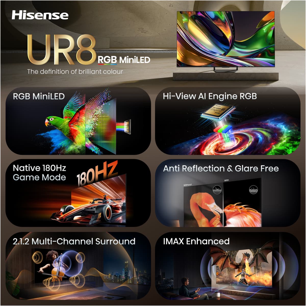 Hisense 55" UR8S 4K/UHD RGB MiniLED Smart-TV (2026) - Elgiganten