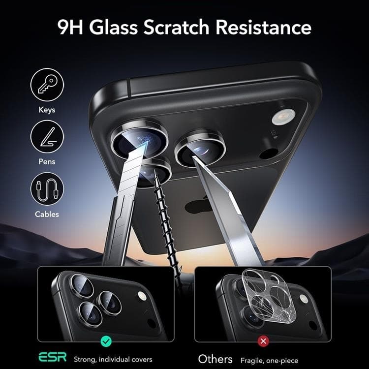 ESR iPhone 17 Pro Max/17 Pro/16 Pro Max/16 Pro Linsskydd Härdat Glas ...