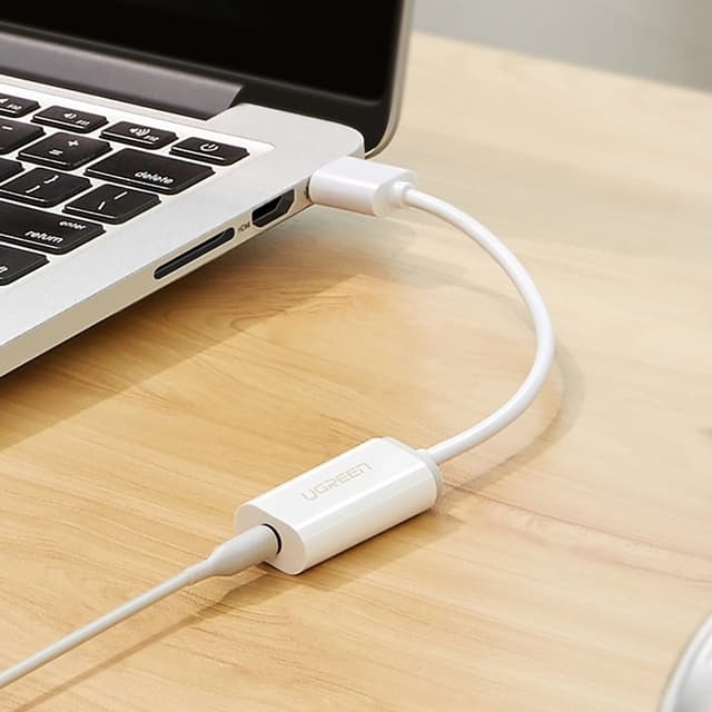 Ugreen Audio Adapter USB-A till Miniuttag 3.5 mm - Vit - Elgiganten
