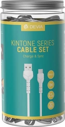 Devia USB Till USB-C 1m Kabel 2.1A Kintone V2 EC305 30 pcs - Elgiganten