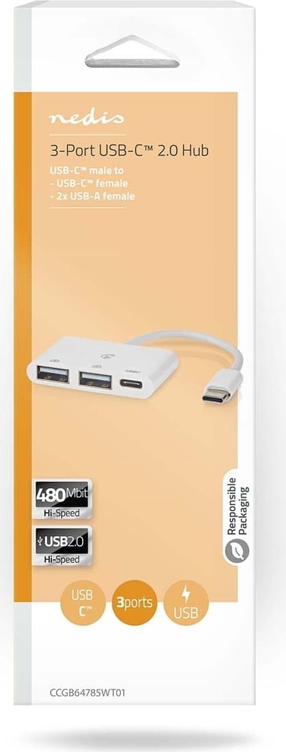 Nedis USB-hubb | 1x USB-C™ | 1x USB-C™ / 2x USB 2.0 A Female | 3-Port ...